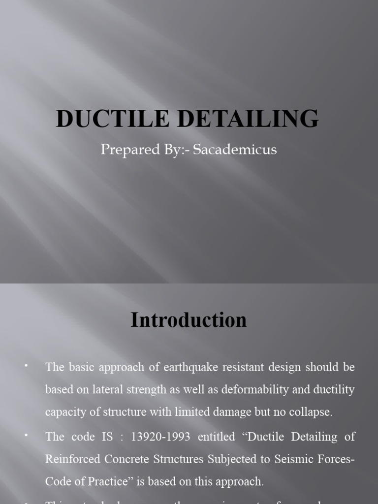 Ductiledetailing Finalppt 181012105749 | Download Free PDF | Ductility ...
