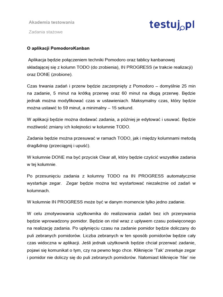 Specyfikacja Aplikacji | PDF