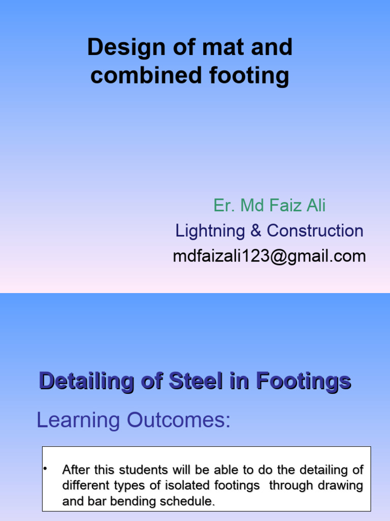 Design of Mat and Combined Footing: Lightning & Construction | Download ...