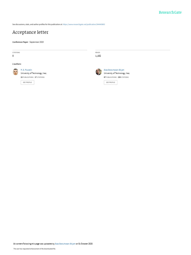 Acceptance Letter | PDF | Cyberspace | World Wide Web