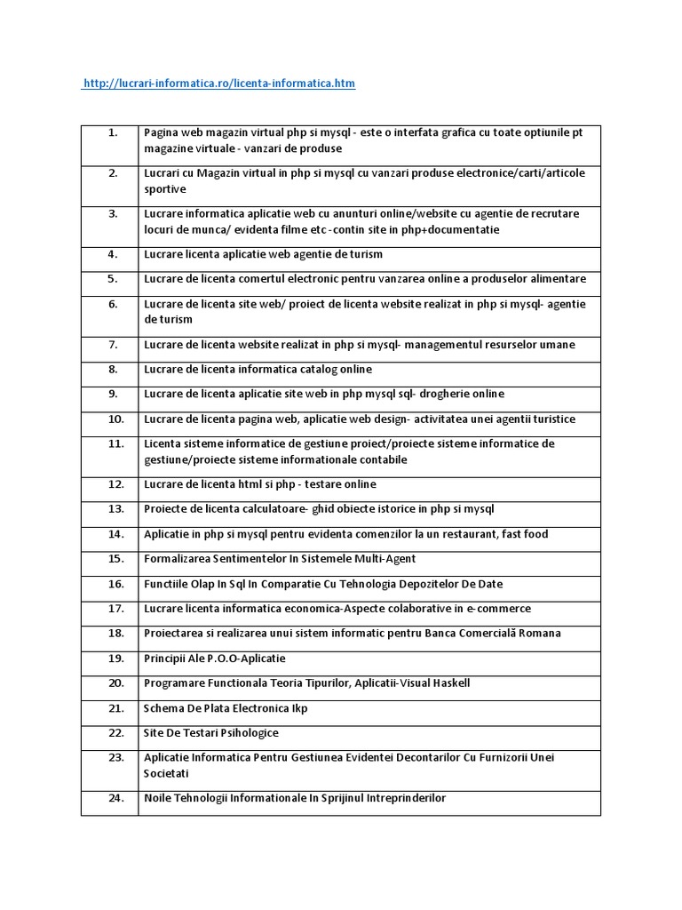 model lucrare de licenta informatica economica si informatica de ...