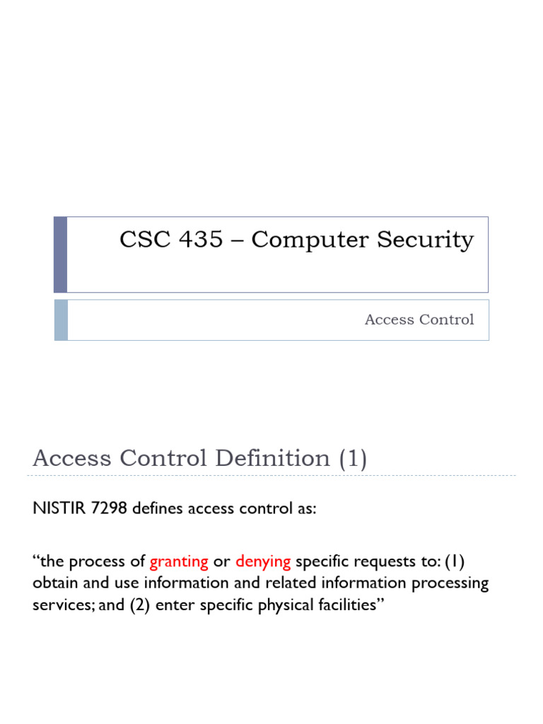 Handout 6 - Access Control | Download Free PDF | Computer Access Control | Information Security