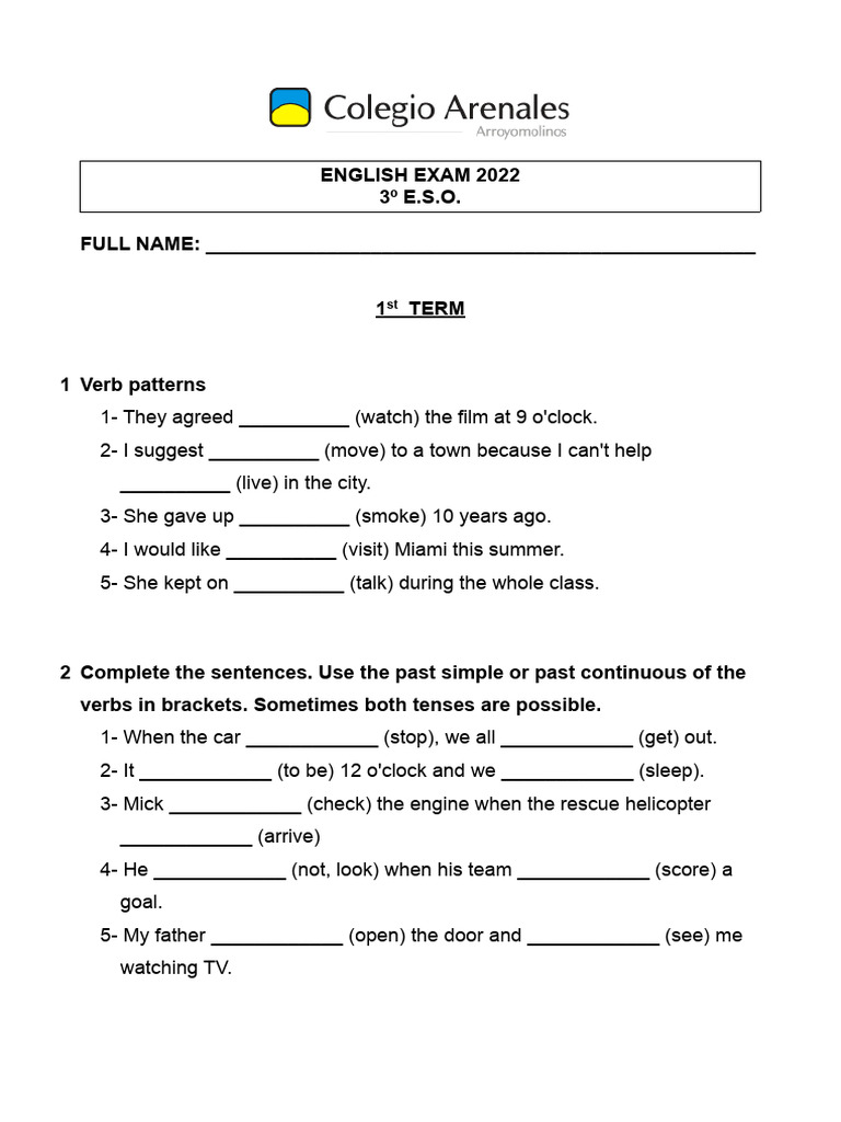 Examen Final 3º Eso 3 | PDF | Language Mechanics | Syntax