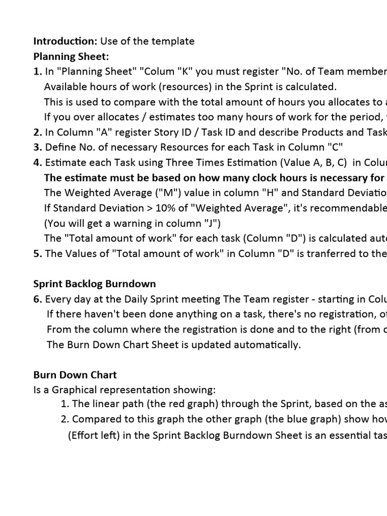 Template 5days Sprint Back Log Exampl Incl, Velocity SP Vs Hous | PDF ...