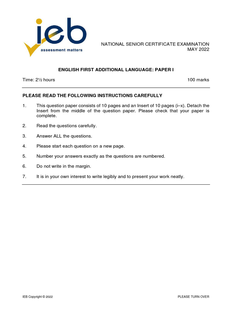 Past Exam Papers - English Fal Ieb NSC Grade 12 Past Exam Papers 2022 ...
