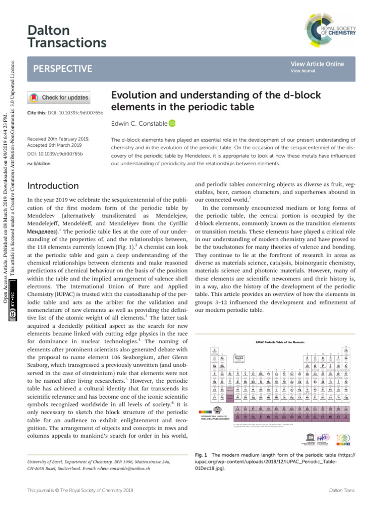 Evolution of d-Block Elements in Chemistry | PDF | Metals | Periodic Table