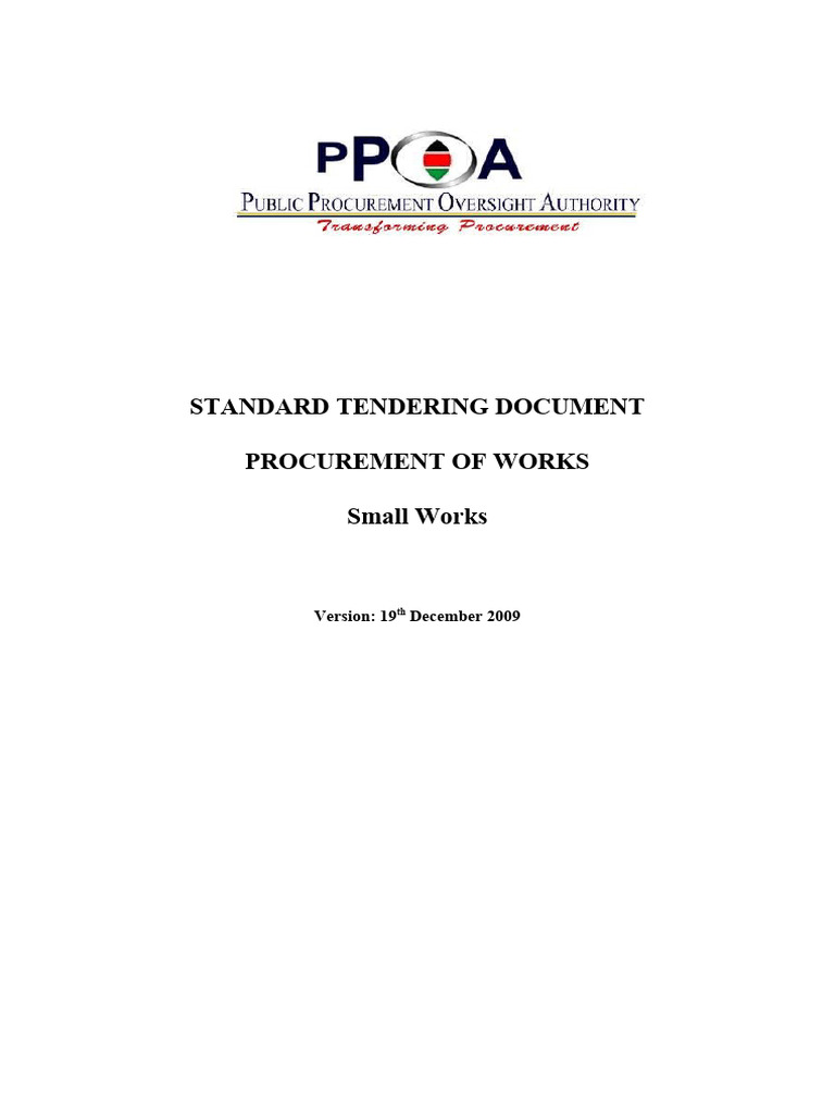 Standard Tender Document for Small Works | PDF | Procurement | Specification (Technical Standard)