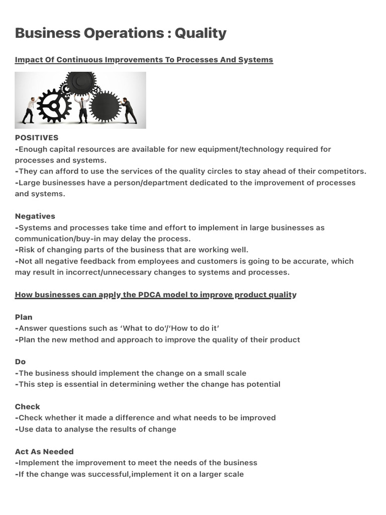 Business Operations: Quality | PDF