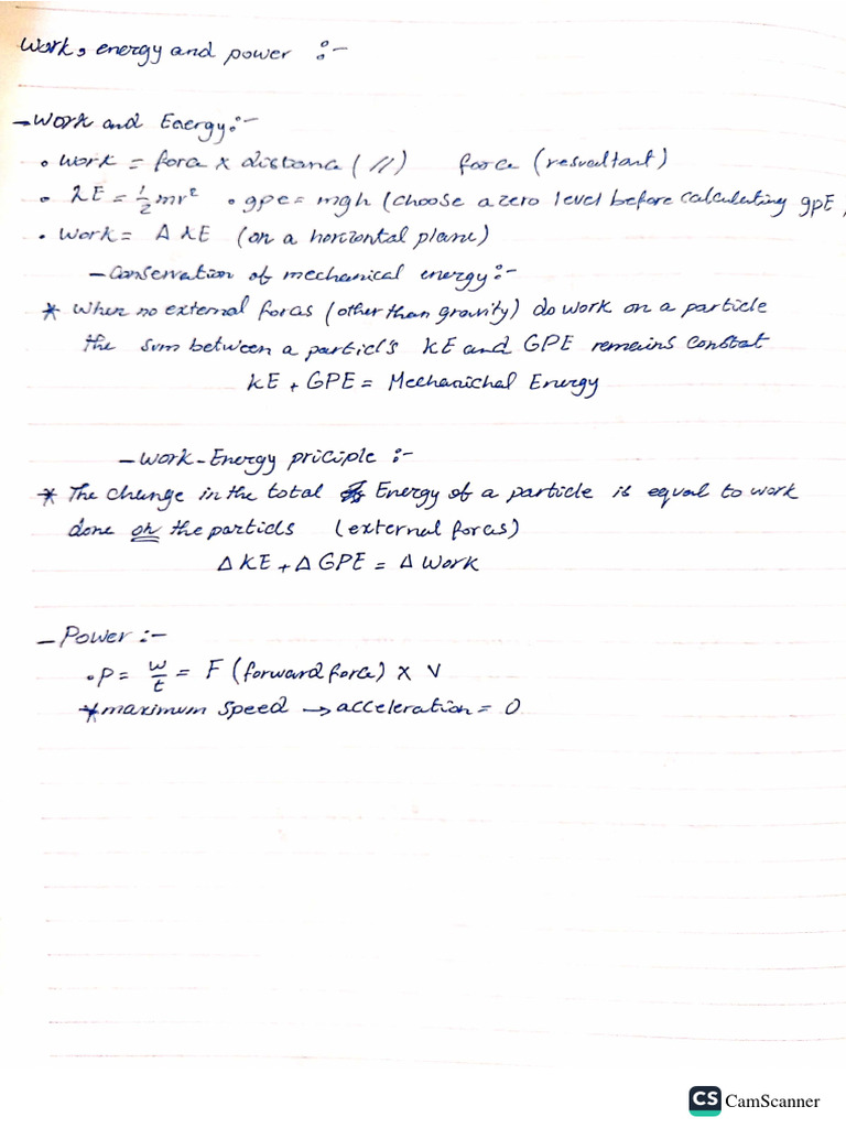 Work Energy and Power Notes | PDF