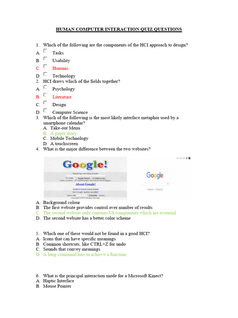 HCI MCQs | PDF | Survey Methodology | Human–Computer Interaction