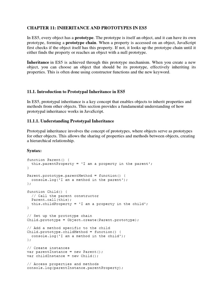 ES5 Prototypal Inheritance Explained | PDF | Method (Computer Programming) | Inheritance (Object ...
