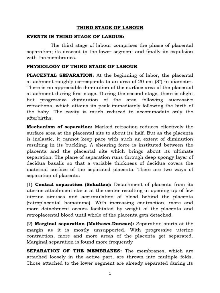 Third Stage of Labour Guide | PDF | Uterus | Placenta