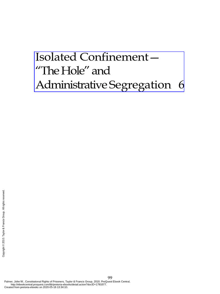 Constitutional Rights of Prisoners - (Chapter 6 Isolated Confinement ...
