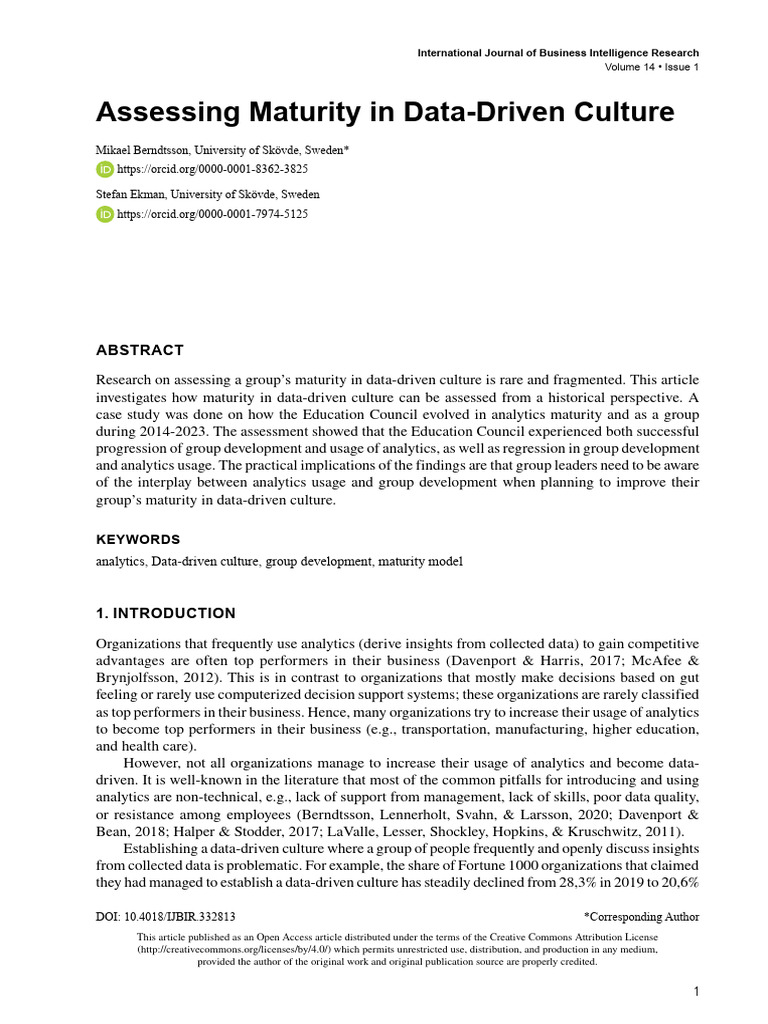 Assessing Maturity in Data-Driven Culture | PDF | Analytics | Data Science