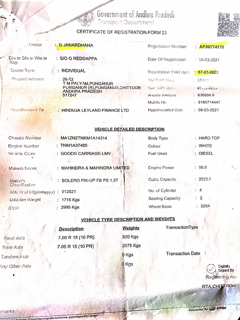 Vehicle Documents | PDF