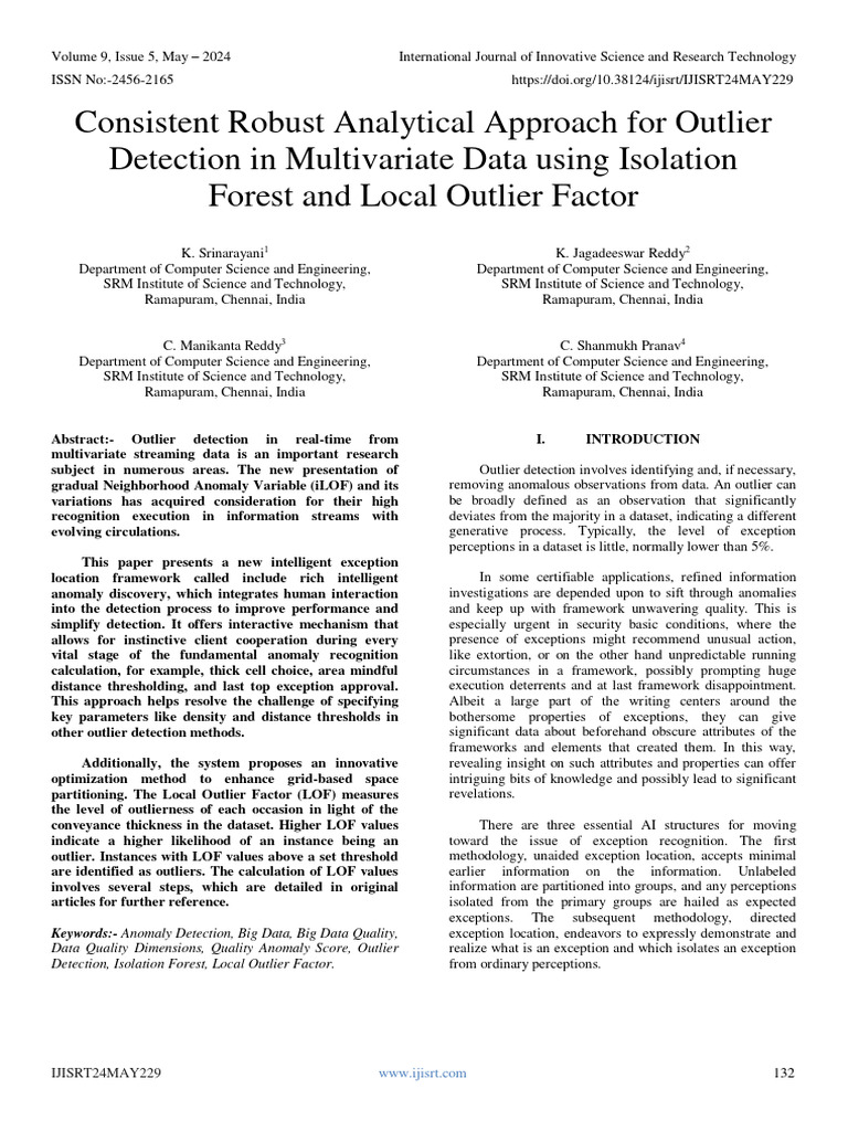 Consistent Robust Analytical Approach For Outlier Detection in ...