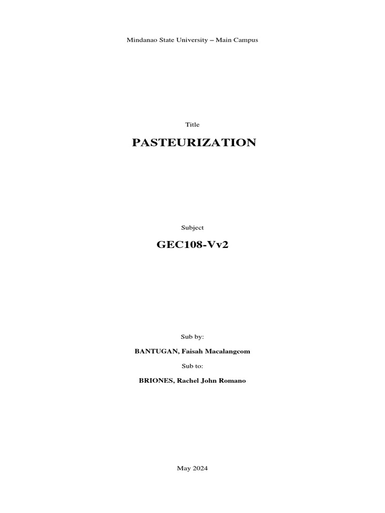 Understanding Pasteurization Methods | PDF | Cooking, Food & Wine | Wellness