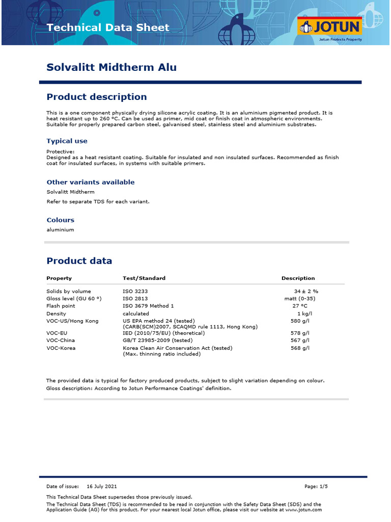 TDS 23660 Solvalitt Midtherm Alu Euk GB | PDF | Abrasive | Paint
