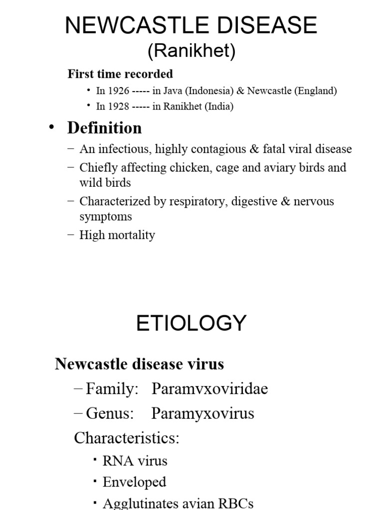 Newcastle Disease in Poultry: Overview | PDF | Virology | Medicine