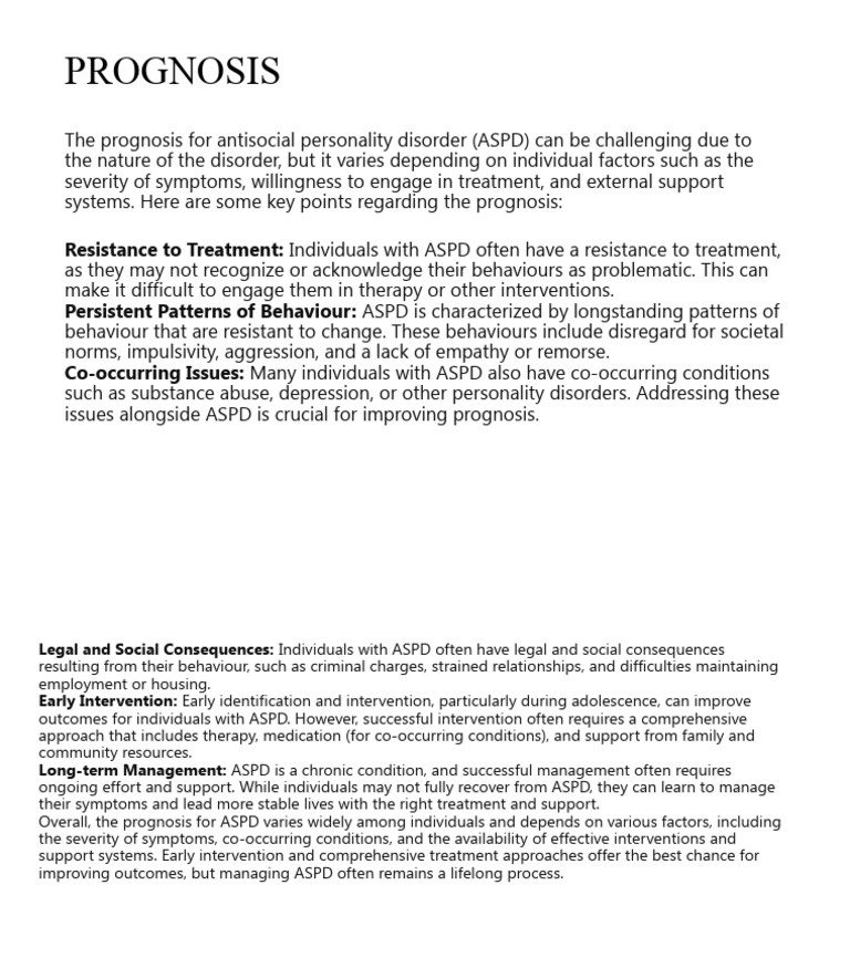 Antisocial Personality Disorder Prognosis | PDF