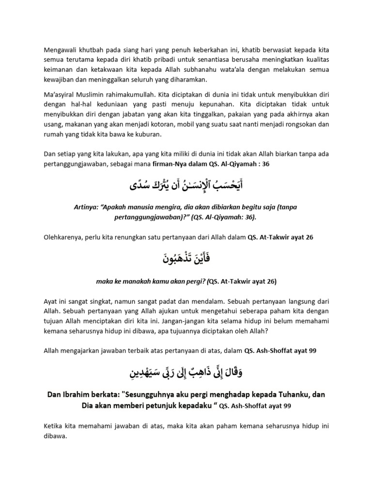 Khutbah Tujuan Hidup | PDF