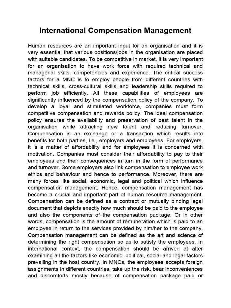 International Compensation Management | PDF | Cost Of Living | Employment
