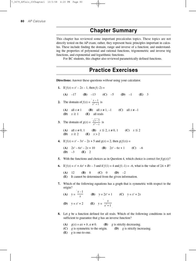 Precalculus Concepts for AP Calculus | PDF | Function (Mathematics ...