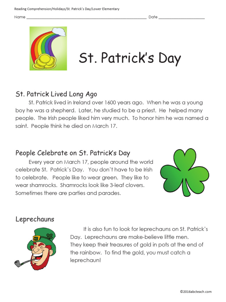 Reading Elementary Saint Patrick Children | Download Free PDF | Saint ...