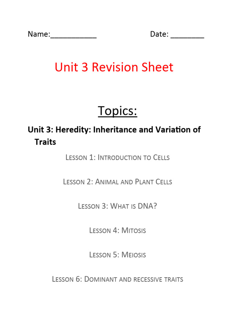 Mitosis and Meiosis Revision Guide | PDF | Meiosis | Mitosis
