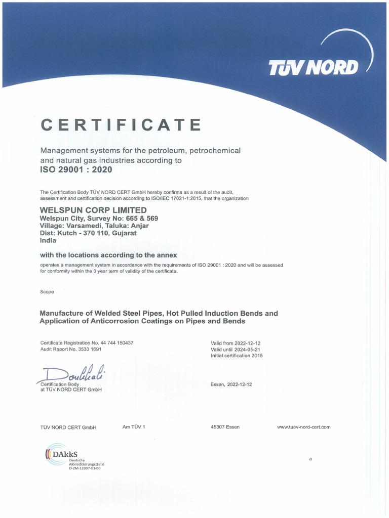 1.vii. ISO 29001 Certificate | PDF