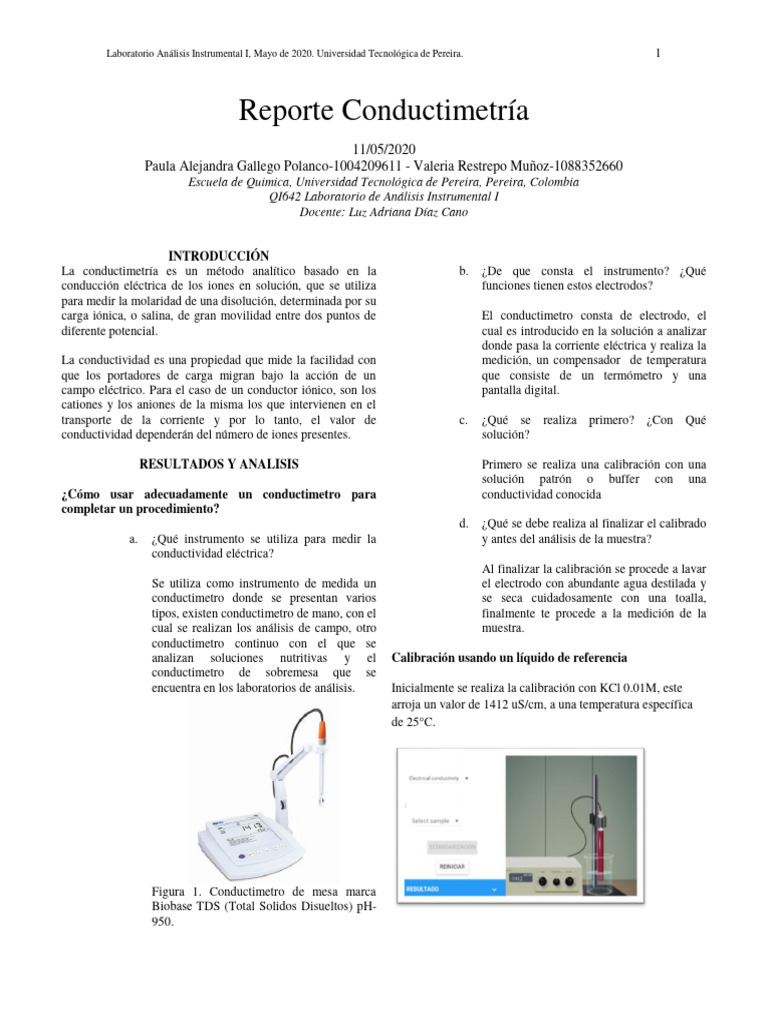 Conductimetría y Titulación en Laboratorio | PDF | Ciencias fisicas ...