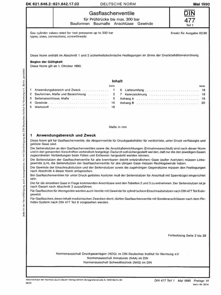 Din 477-1 1990-05 | PDF