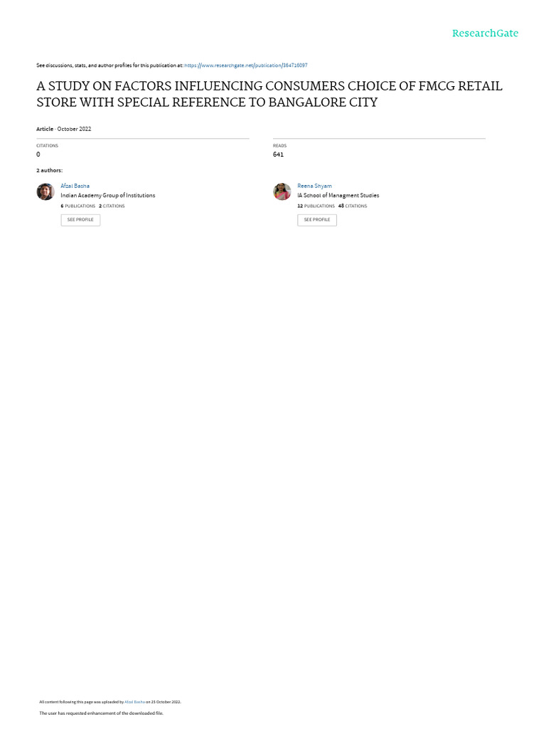 Factors Influencing FMCG Store Choice | PDF | Retail | Behavior