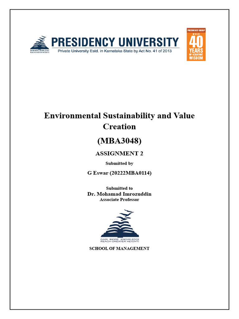 Environmental Sustainability and Value Creation | PDF | Sustainability ...