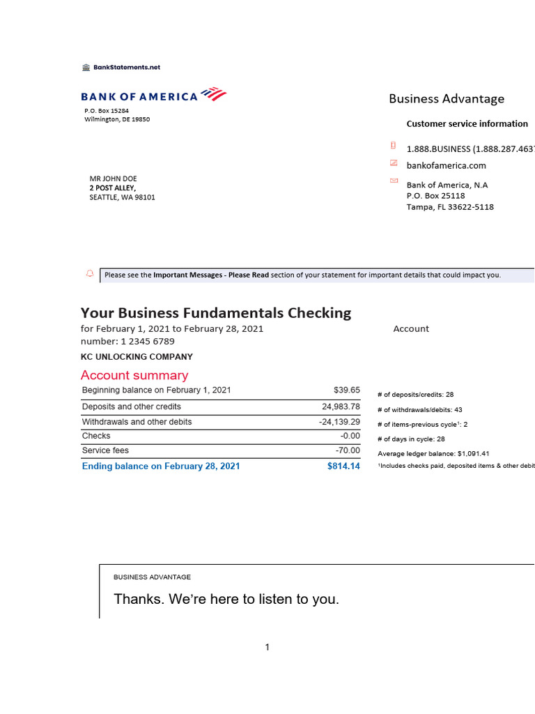 Business Account Statement | PDF | Overdraft | Transaction Account