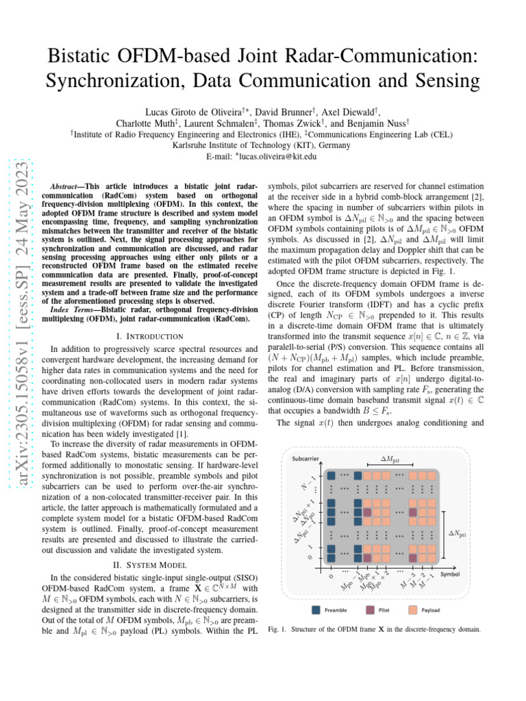 Bistatic Ofdm Based Joint Radar Communication Sync Pdf Orthogonal Frequency Division