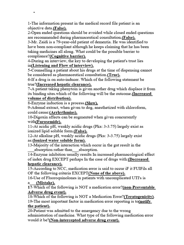 Pharmacy MCQ Competitive Exam Kaps | PDF | Cohort Study | Medical Error