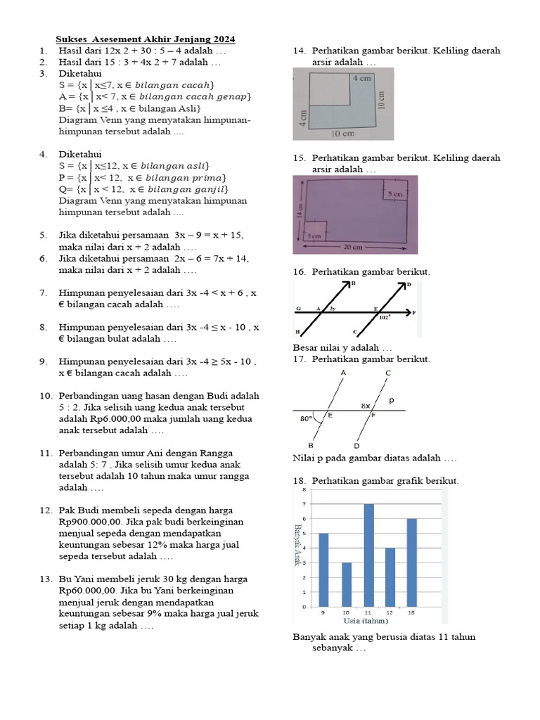 Latihan Soal US Matematika 2024 | PDF