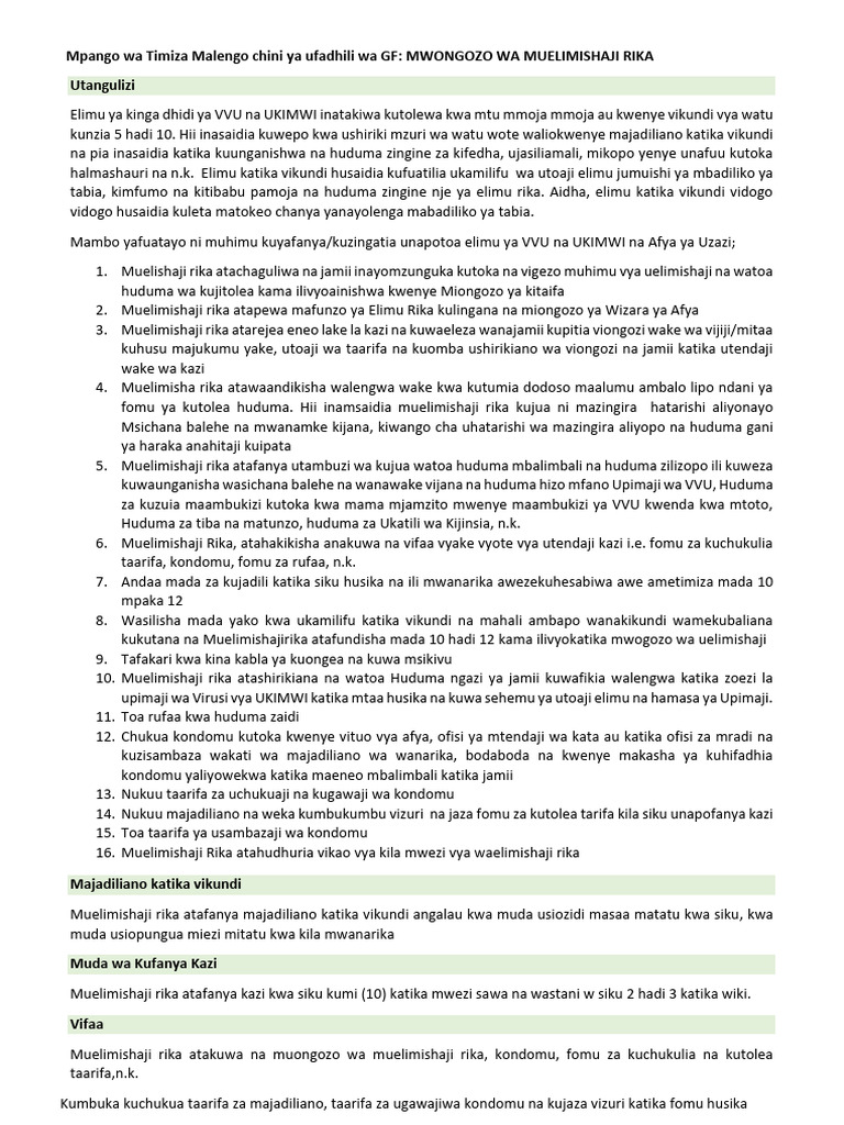 Mwongozo Wa Mwelimishaji Rika - PE | PDF