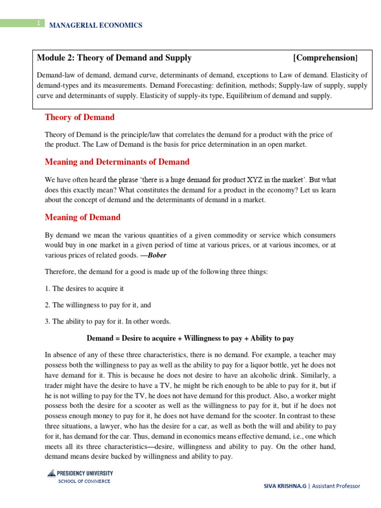 Managerial Economics Module 2 1 | PDF | Demand | Price Elasticity Of Demand