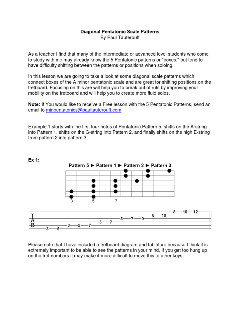 Dec Diagonal-Pentatonics | PDF | Guitars | Scale (Music)