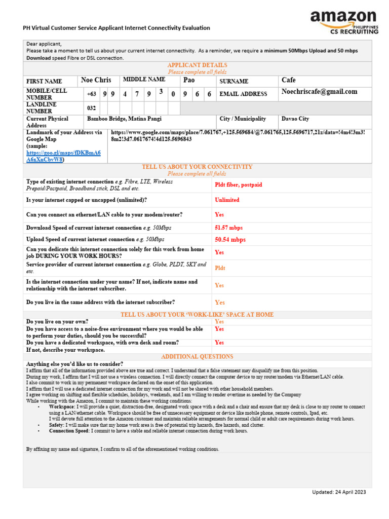 Internet Connectivity Evaluation Form | PDF | Internet Access | Internet