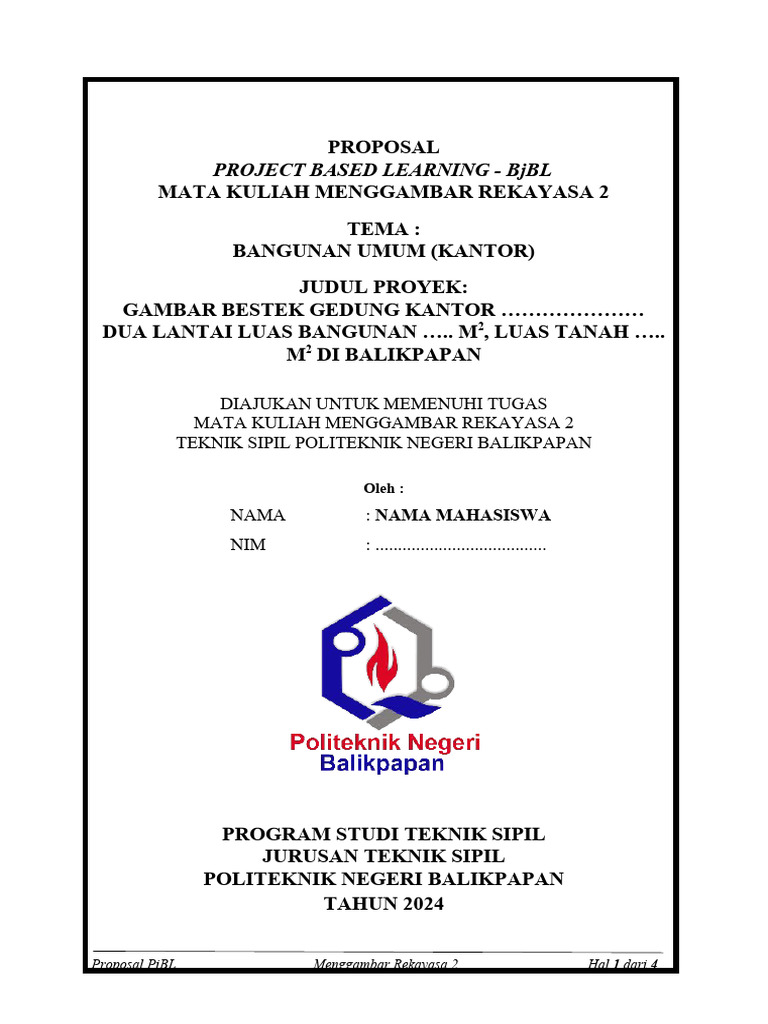 Kerangka - Proposal - PJBL - Menggambar - Rekayasa - 2 | PDF