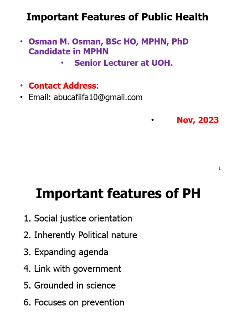 Key Features of Public Health Explained | PDF | Public Health | Health Care
