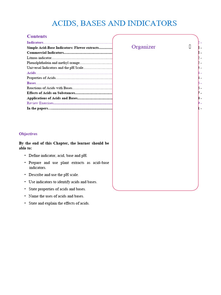 1.3 Acids, Bases and Indicators | PDF | Acid | Ph