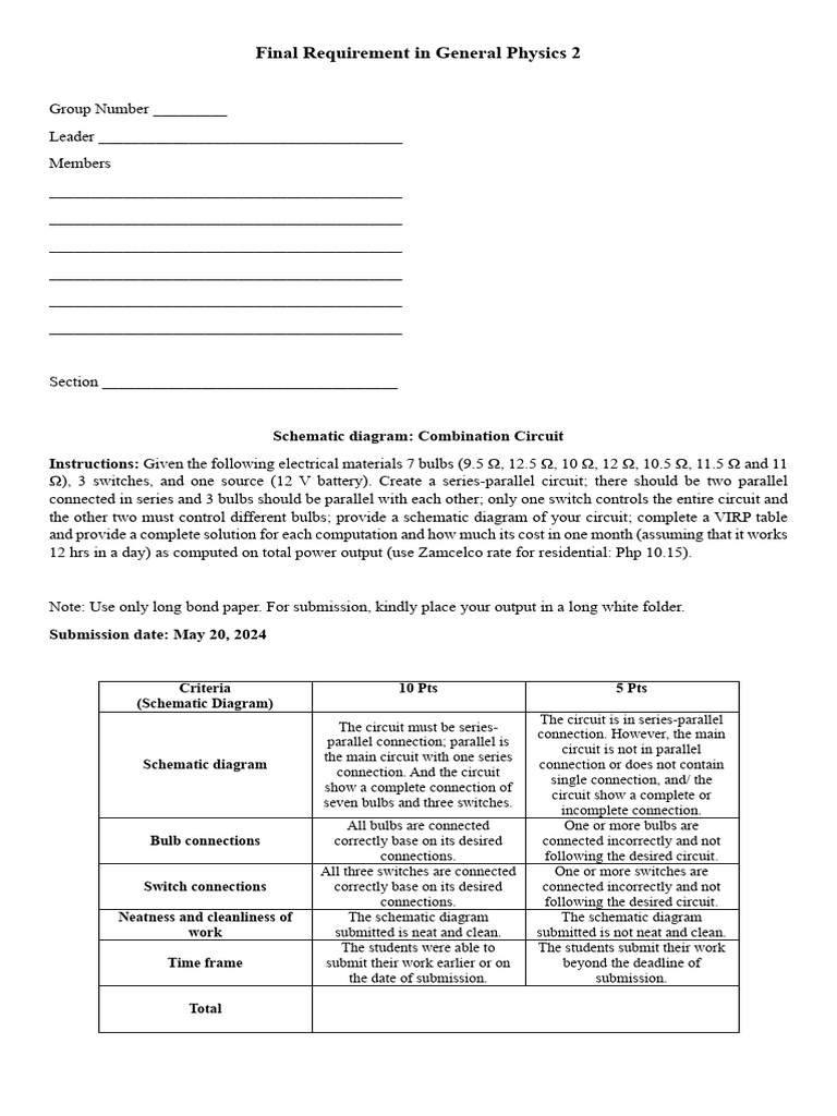 Final Requirement in General Physics 2 | PDF | Series And Parallel Circuits | Electromagnetism