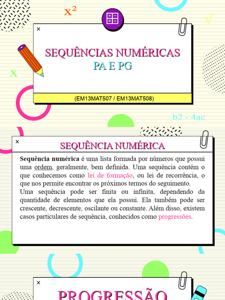Sequências Numéricas PA e PG | PDF | Sequência | Aritmética