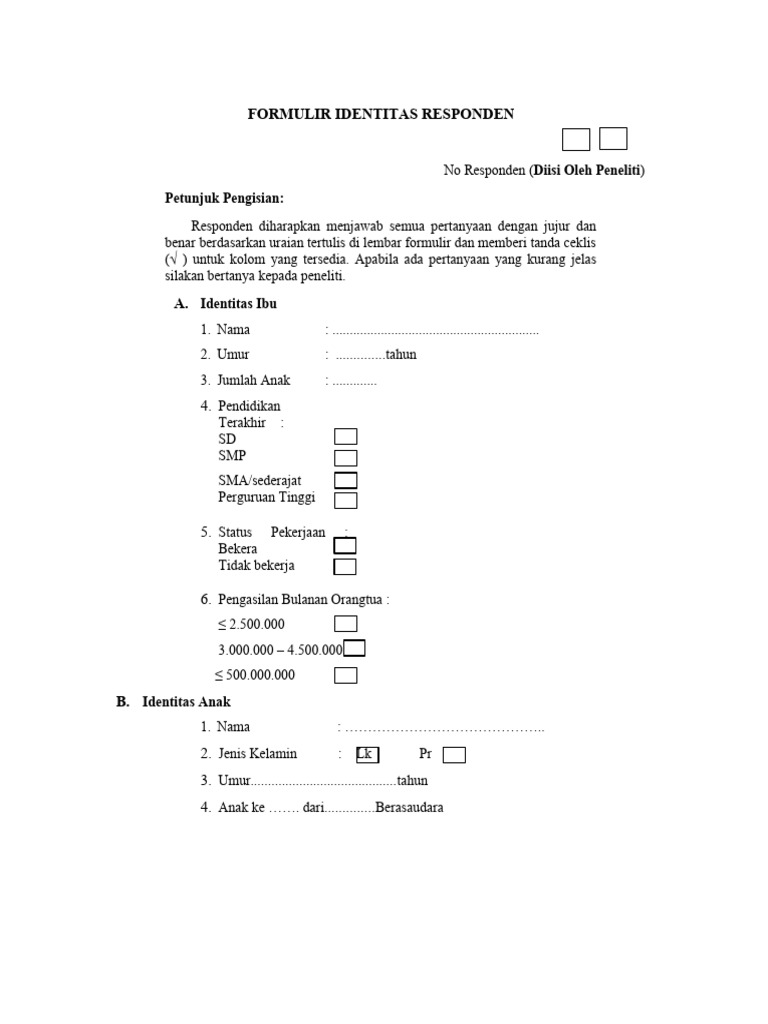 Formulir Identitas Responden | PDF