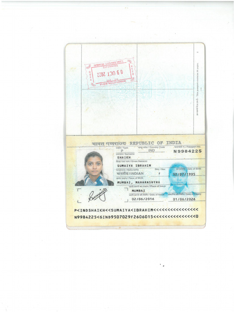 Sumaiya Shaikh Passport | PDF