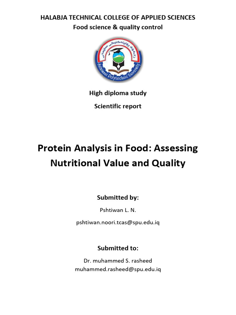 Protein Analysis in Food Quality Control | PDF | Proteins | Amino Acid